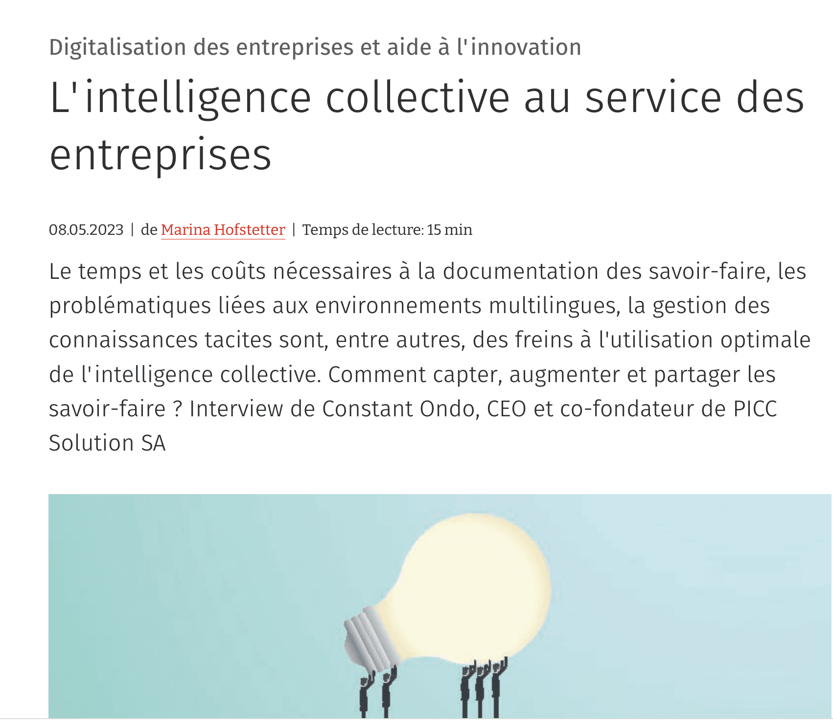 L’intelligence collective au service des entreprises | PICC Software
